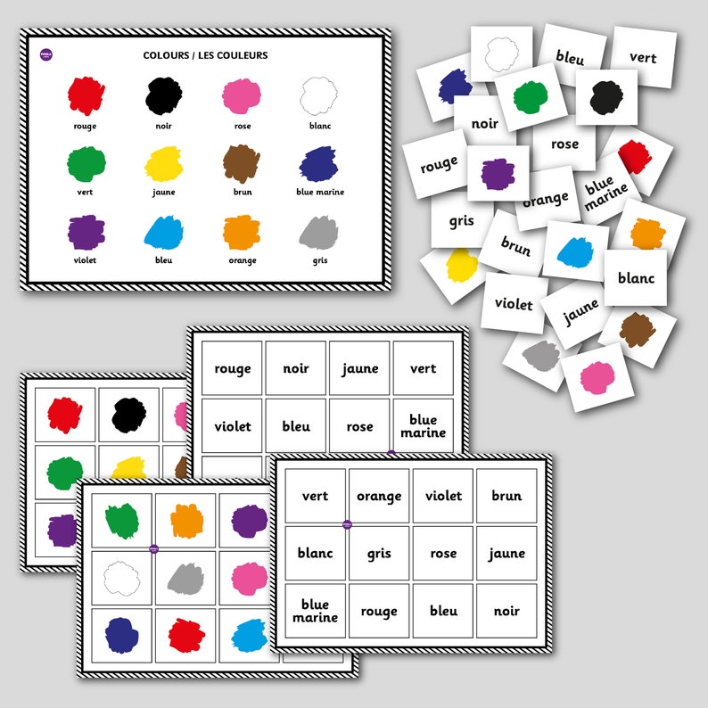 French Colours Word Mat, Word Flashcards, Game Mats, Printable Digital ...