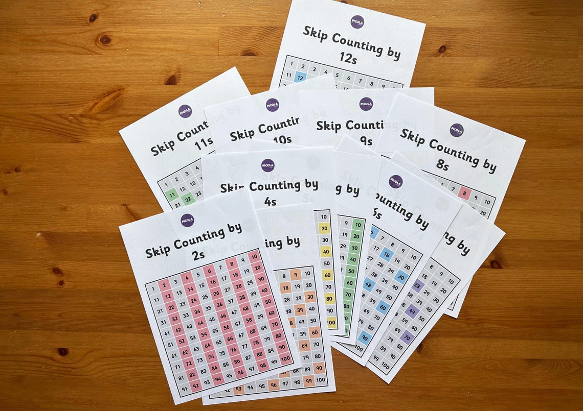 Skip Counting Chart, Printable Digital Download, Math, Kids, Homeschool ...