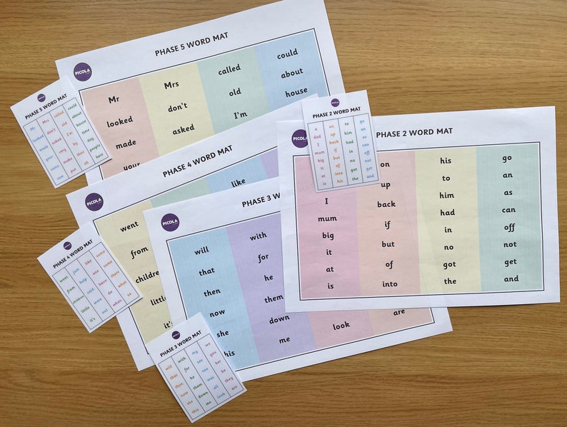 Word Mat Phase 2,3,4,5 and Word Flashcards, Printable Digital Download ...