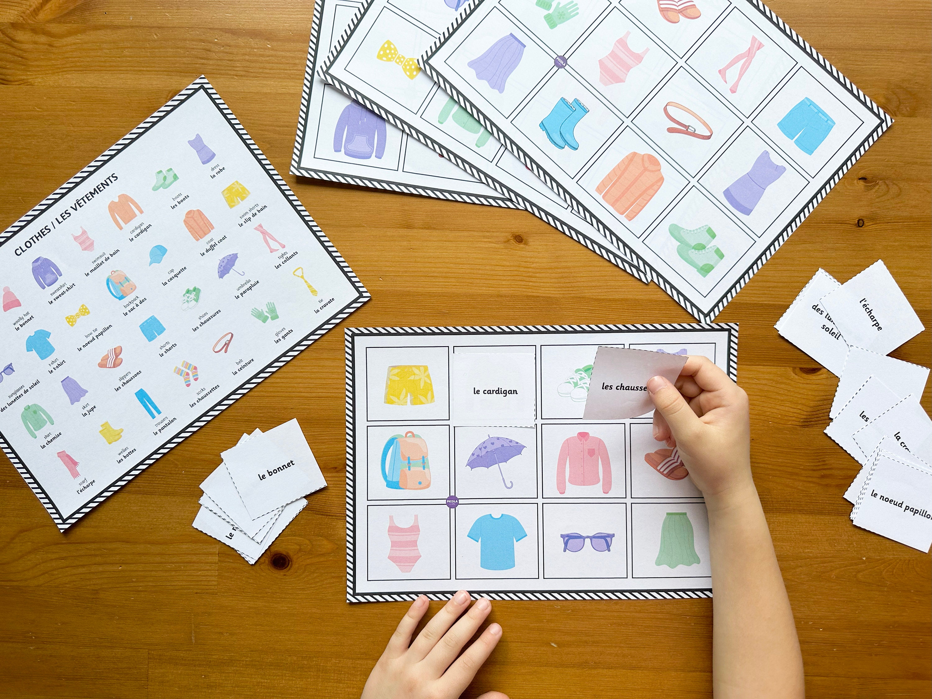 French Clothes Word Mat, Word Flashcards, Game Mat, Printable Digital ...