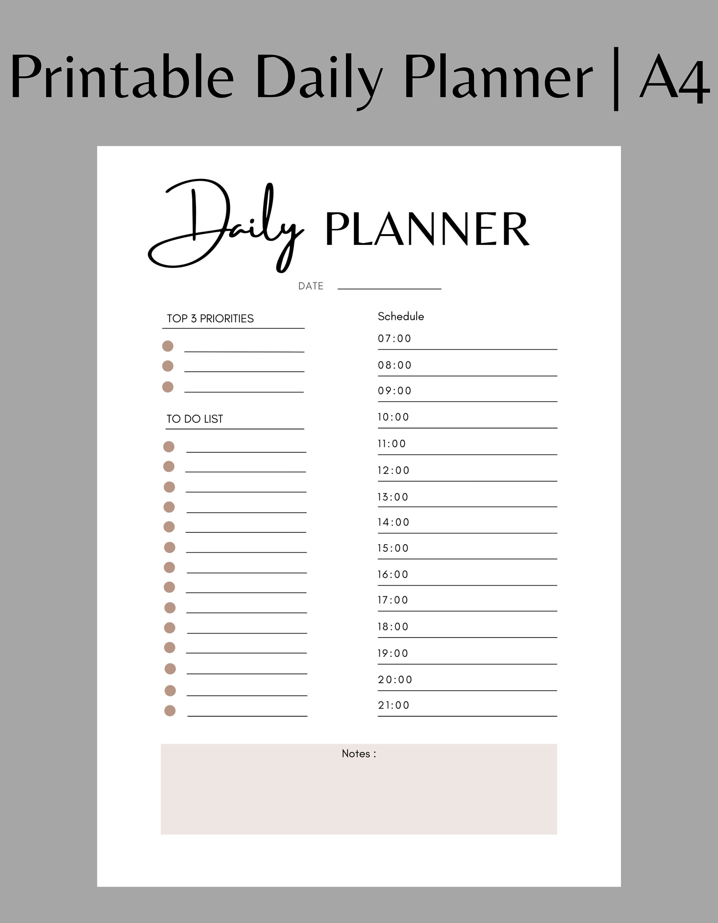 Daily Planner Printable, 2022 Planner, Productivity Planner, Undated ...