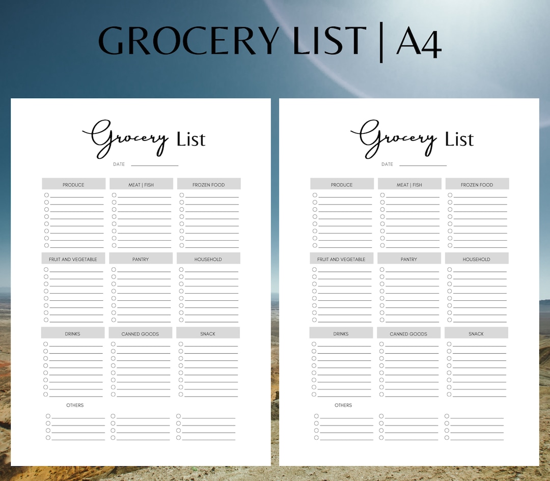 Category Grocery List, Printable, Shopping List, Instant Download ...
