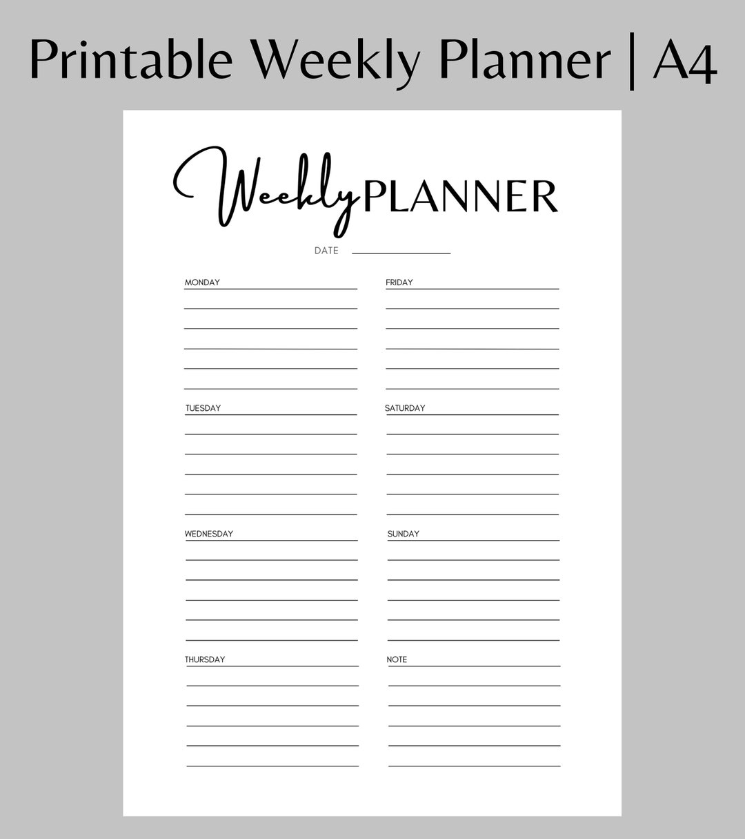 Weekly Planner Printable, Weekly to Do List, Minimalist Weekly Schedule ...