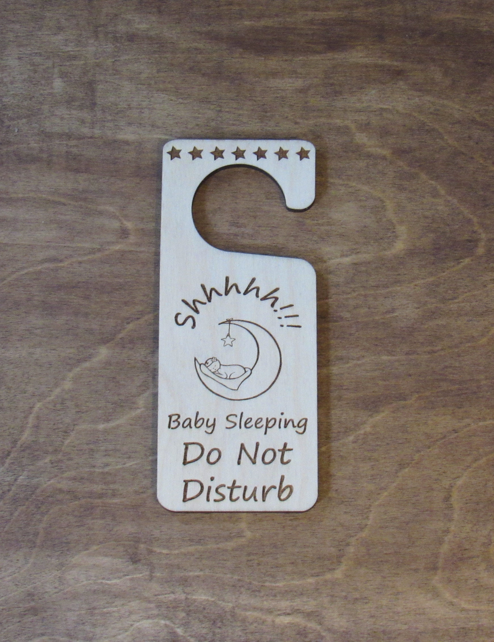 Baby Sleeping Do Not Disturb Door Knob Handle Hanger, Wooden, Laser ...