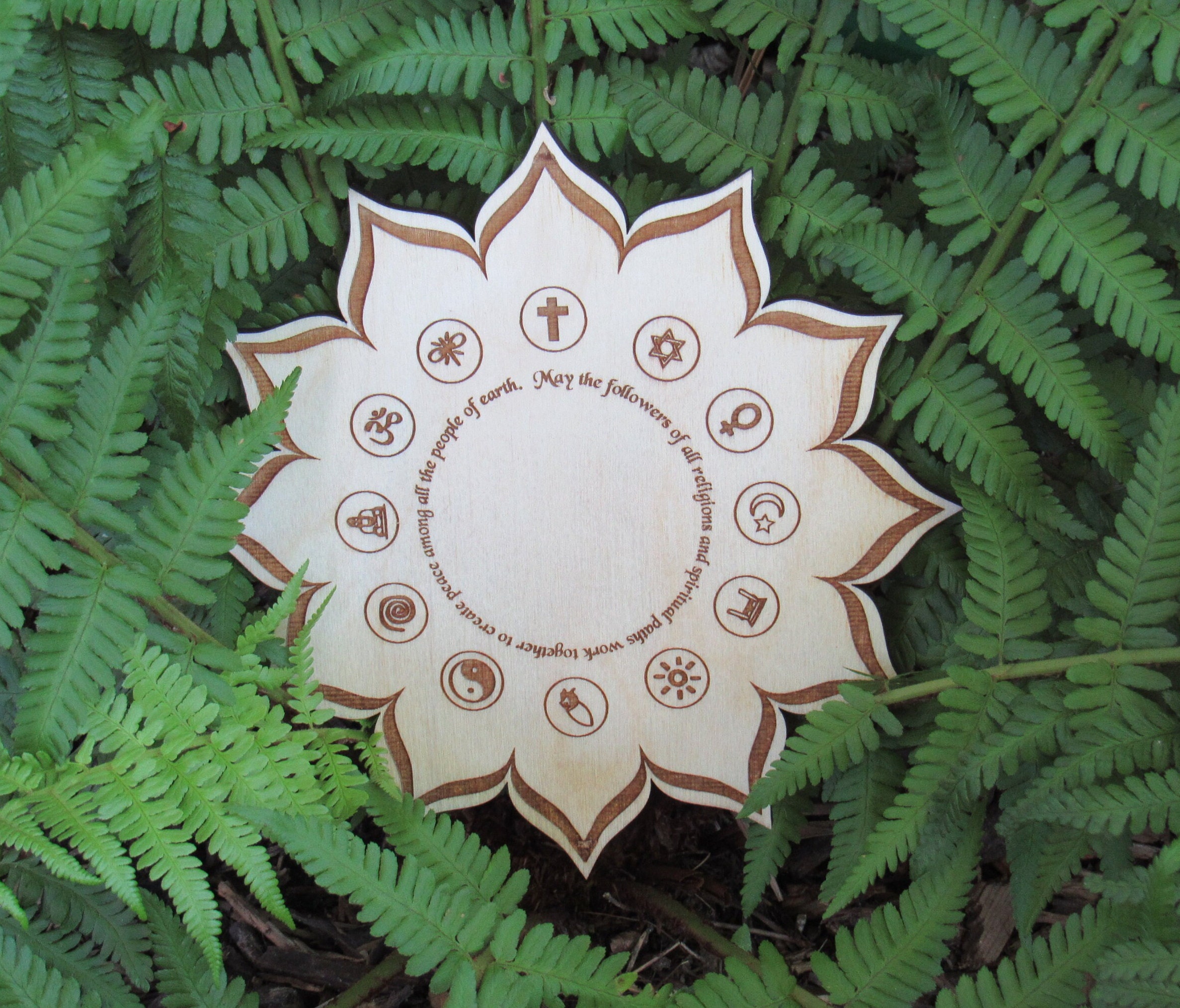 World Peace Reiki Crystal Grid, Wooden, Laser Engraved, Spiritual ...