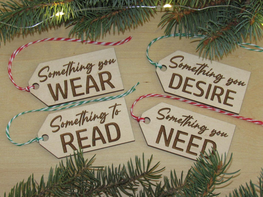 Something Wooden Gift Tags, Laser Engraved, Christmas Package Tag ...