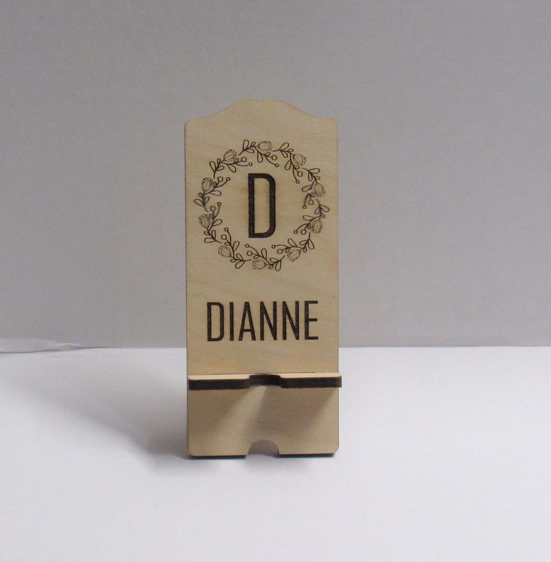 Cell Phone Stand, Wooden, Laser Engraved, Personalized, Monogram, Phone ...