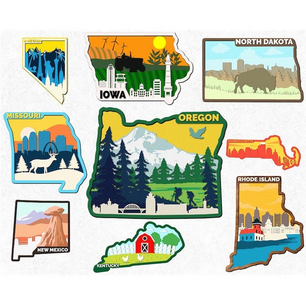 50 American States United States Map DIY Project Laser Cut Files Bundle ...