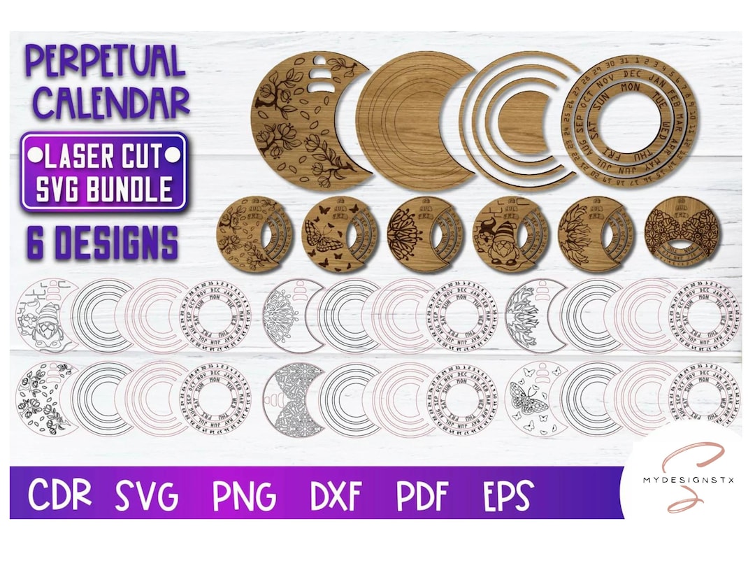 Laser Cut Perpetual Calendar SVG Bundle Wood Engraving Files - Etsy