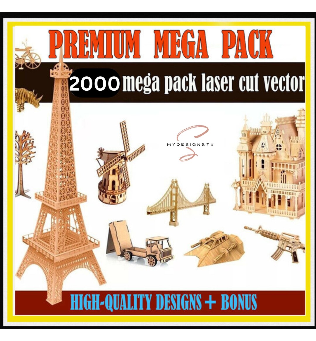 Laser Cut Vector File, CNC Pattern File, Laser Template, Laser Model ...