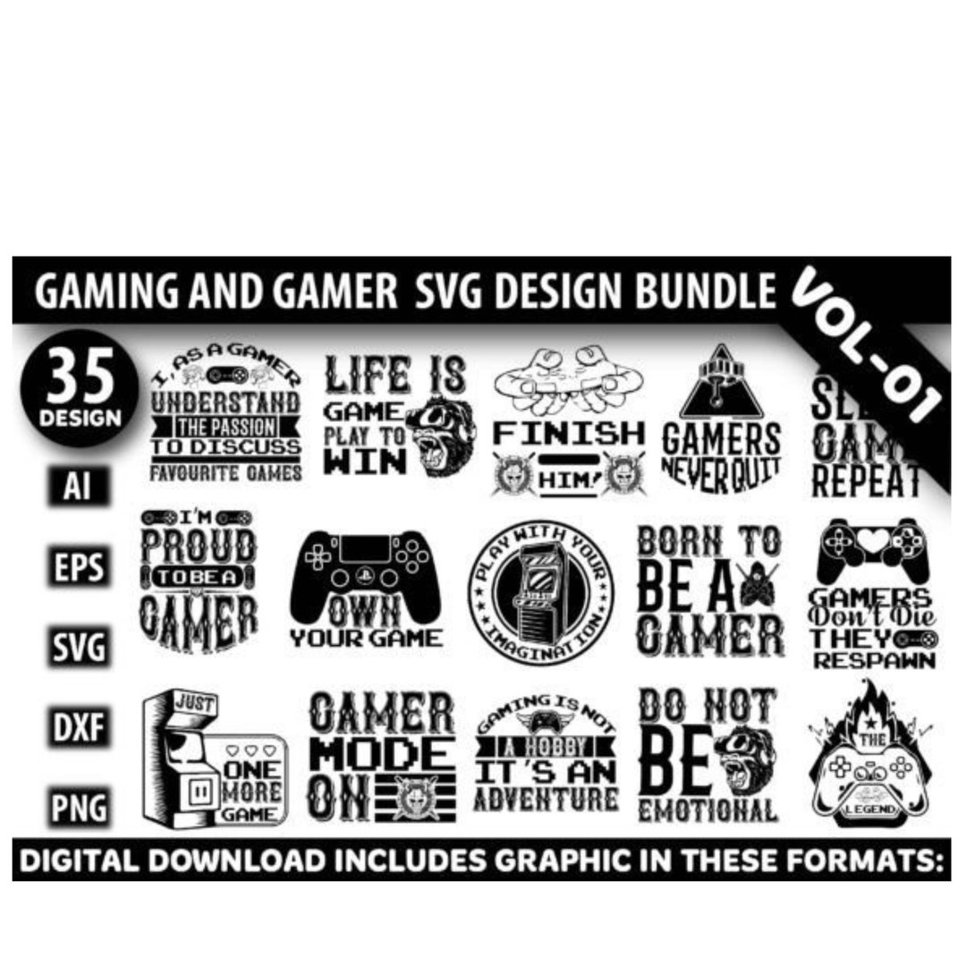 Gamer SVG Design Bundle Retro Gaming Graphics Digital Download - Etsy
