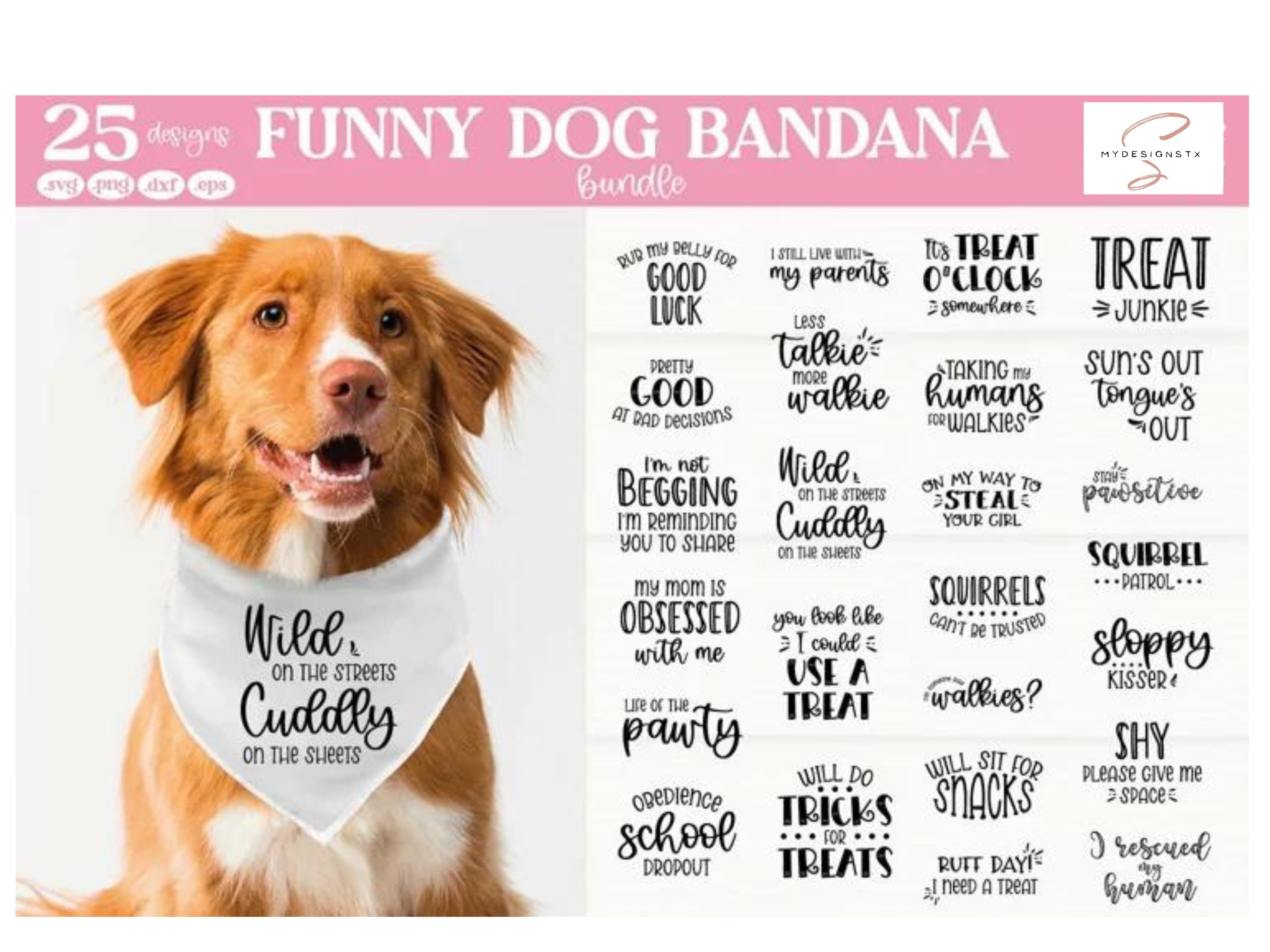 Funny Dog Bandana Dog Bandana SVG Bundle Dog Scarf Dog - Etsy