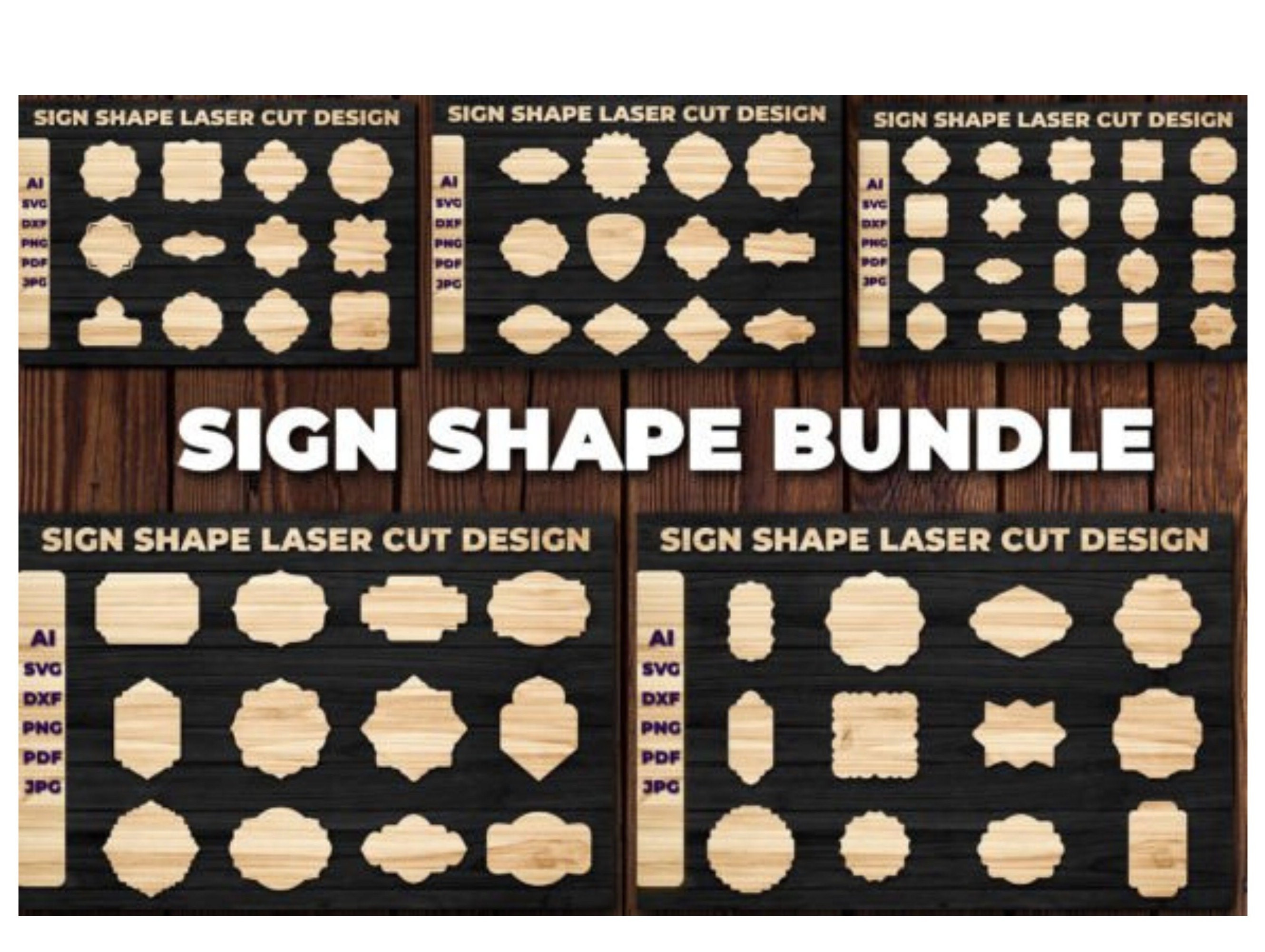 Laser Die Cut Sign Shape Bundle SVG DXF - Etsy