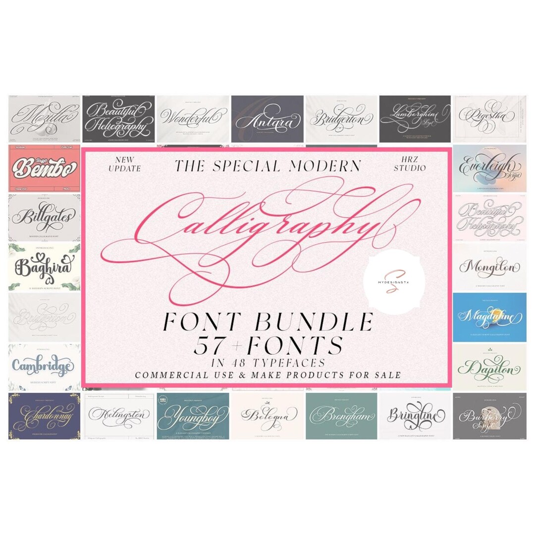 Calligraphy Font Bundle Wedding Script Handwritten Cricut Procreate - Etsy