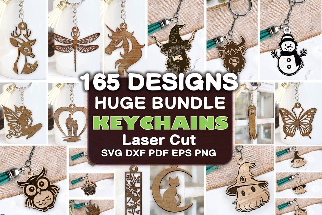 Keychains Laser Cut Files SVG Design Template - Etsy