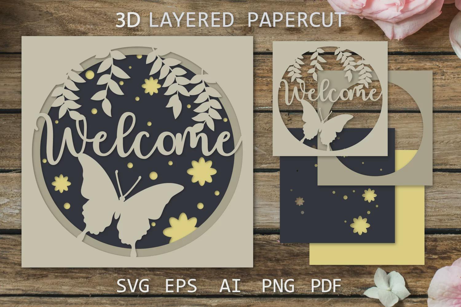 Paper Cut Card Files Template Layered Paper Art Cutting SVG - Etsy