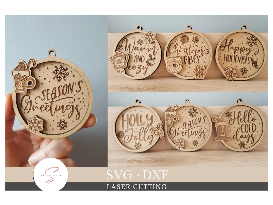 Christmas Ornament Laser Cut SVG Bundle Holiday Decoration Digital ...
