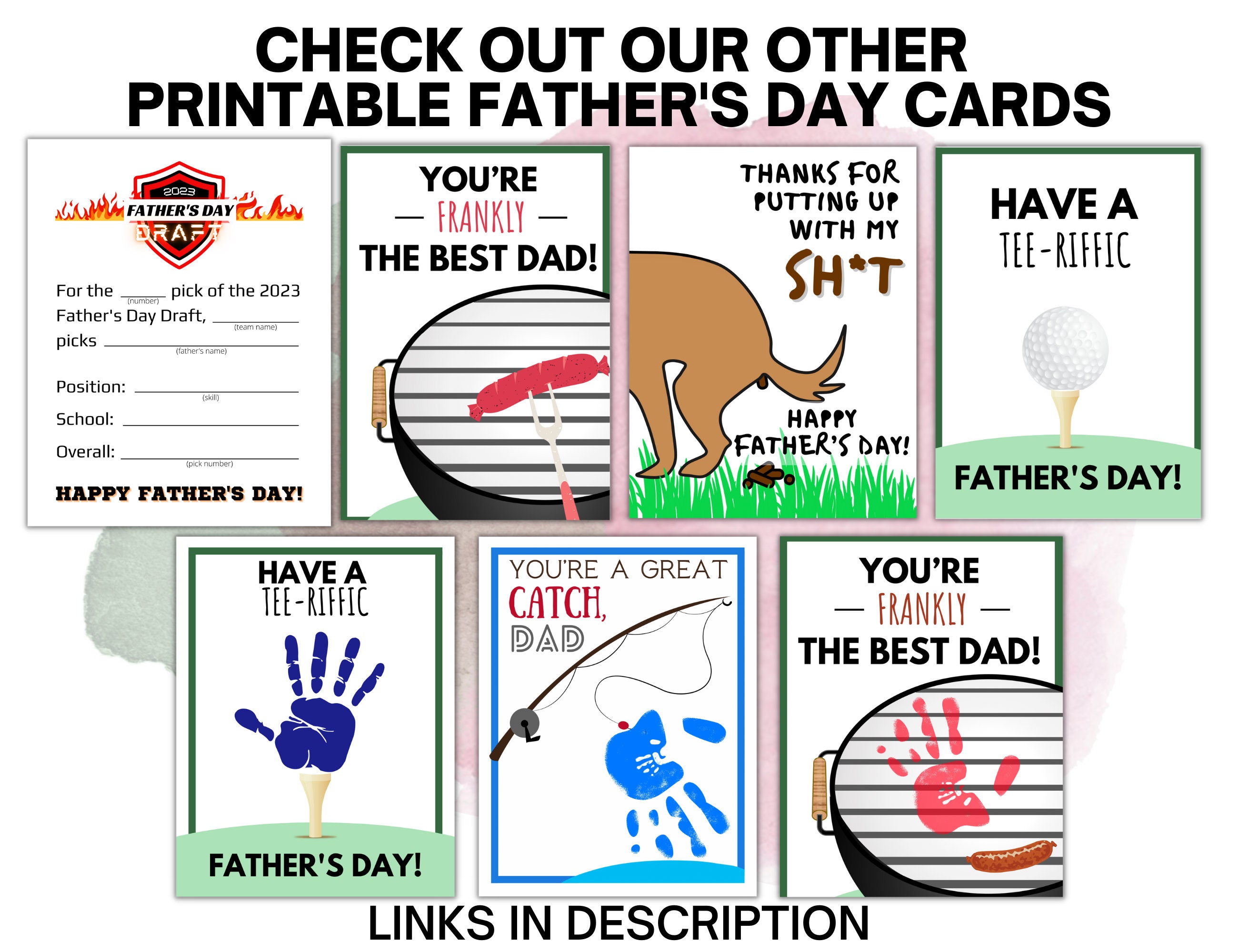 Sports Dad Father's Day Card Printable Draft Selection Card for ...