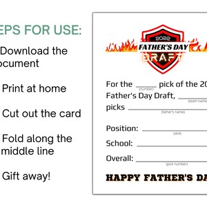 Sports Dad Father's Day Card Printable Draft Selection | Etsy