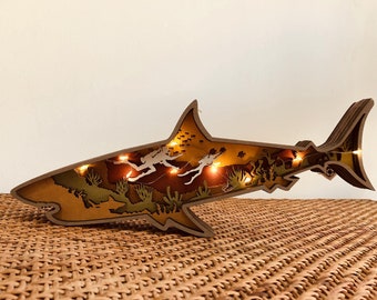 Wooden Shark Lamp - Etsy