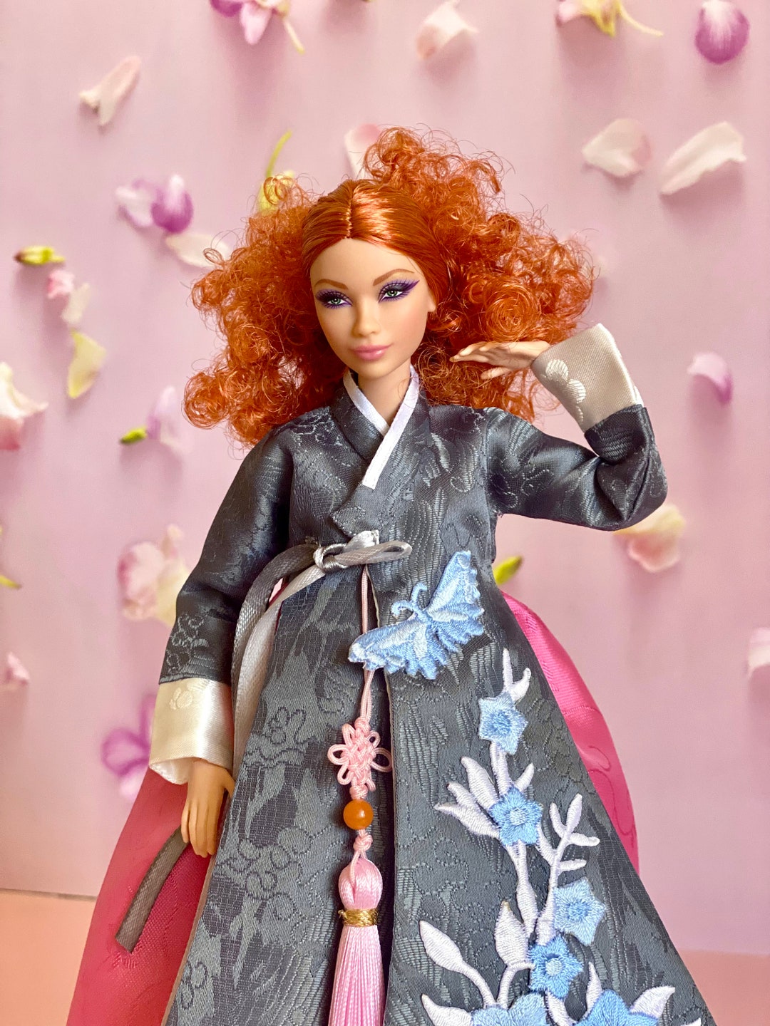 OOAK Doll Hanbok for 1230cm Doll Embroidery Patched on Dang-eui Hanbok ...