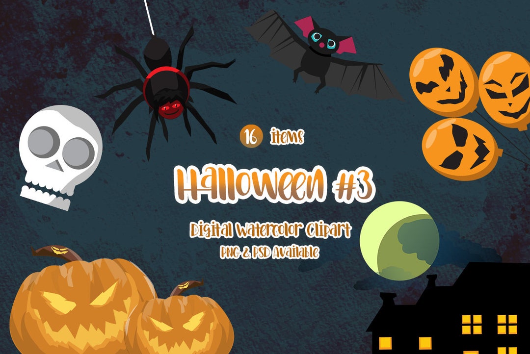 Halloween Clipart Digital Papers Witch Jack O Lantern Pumpkin - Etsy