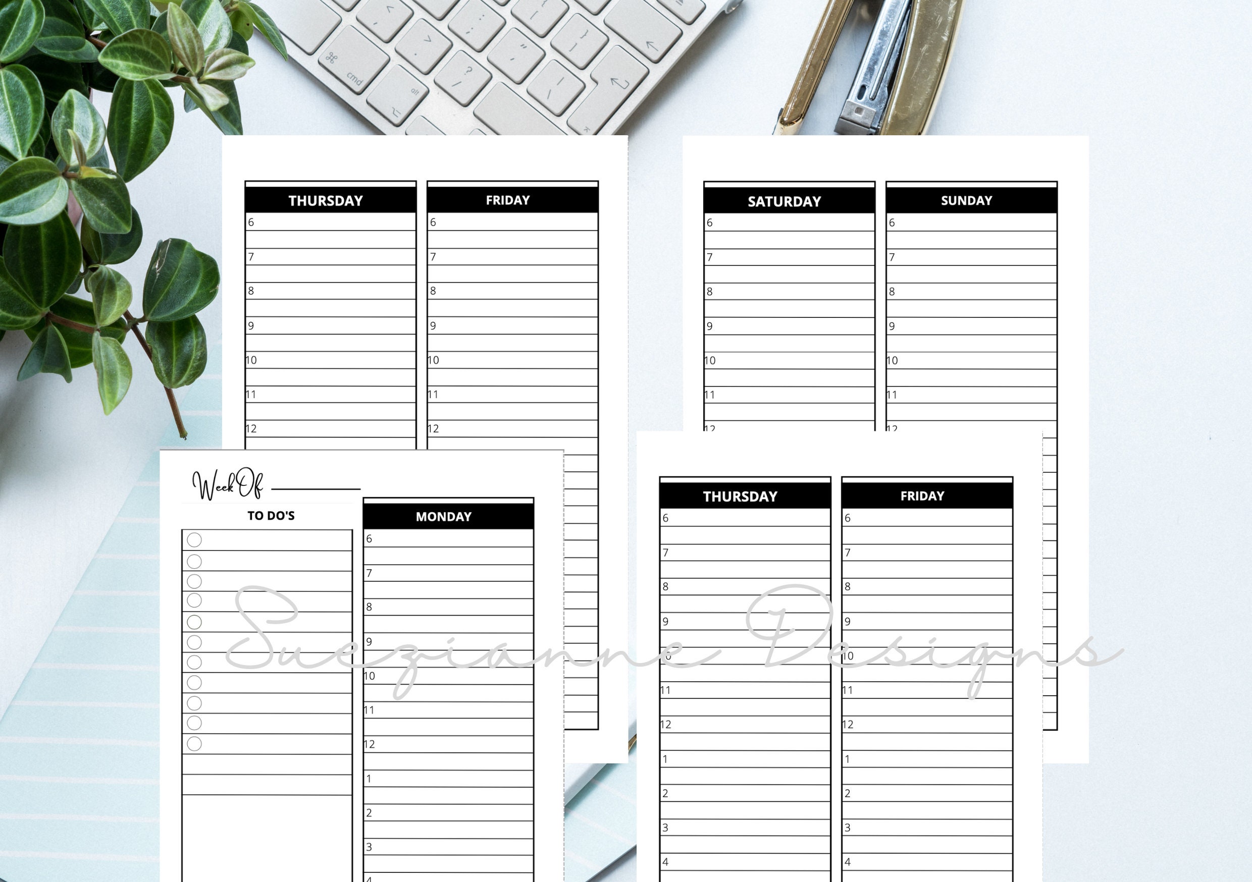 Printable | Hourly Weekly Planner | Two Page Schedule - Etsy