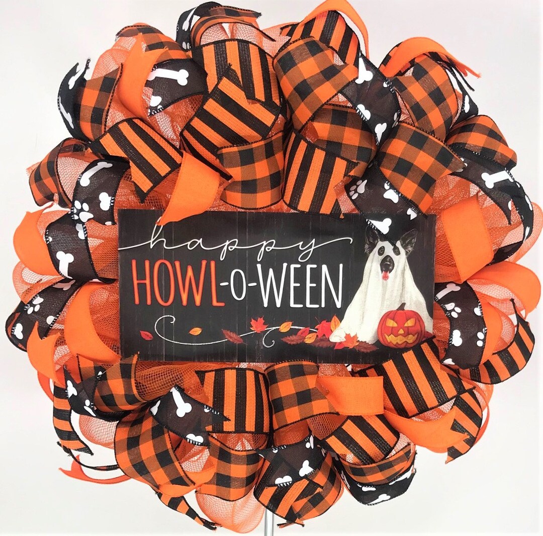 Happy Howl-o-ween Wreath, Halloween Dog Wreath, Halloween Pet Wreath ...