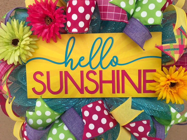 Hello Sunshine Wreath Summer Wreath Front Door Summer - Etsy