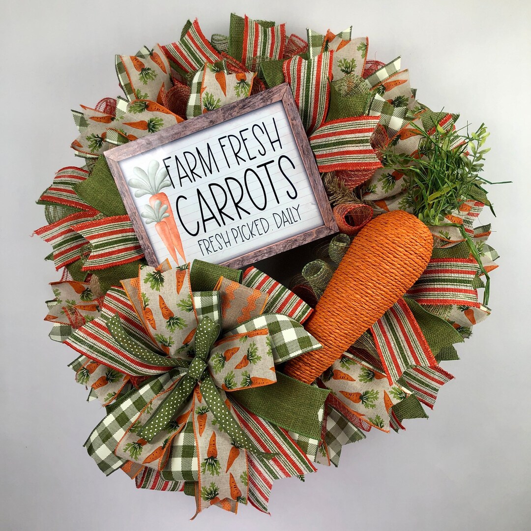 Easter Carrot Wreath for Front Door, Carrot Door Decor, Farm Fresh ...