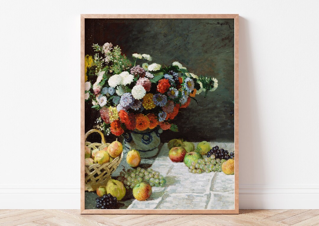 Monet Still Life With Flowers and Fruit Painting (digital Download) - Etsy