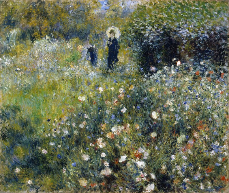Renoir Woman With Parasol Art Print, Vintage Oil Painting (digital ...