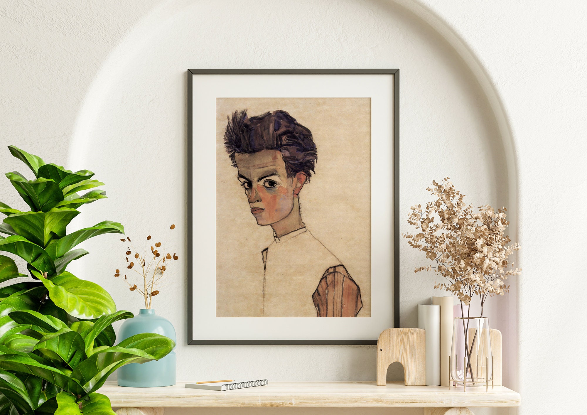 Egon Schiele Self Portrait Art Print, Vintage Home Decor (digital ...