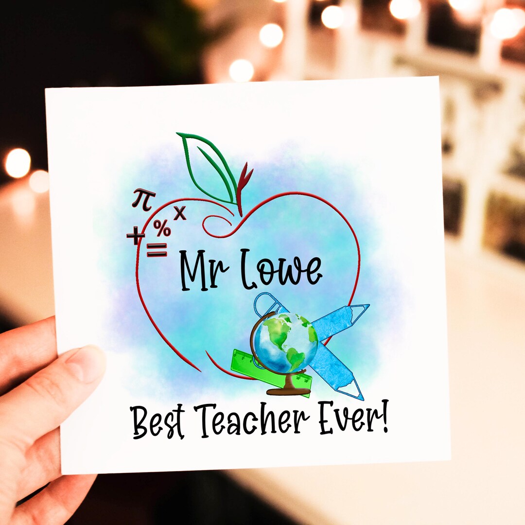 Personalised Male Best Teacher Greetings Card, End of Term Teacher Gift ...