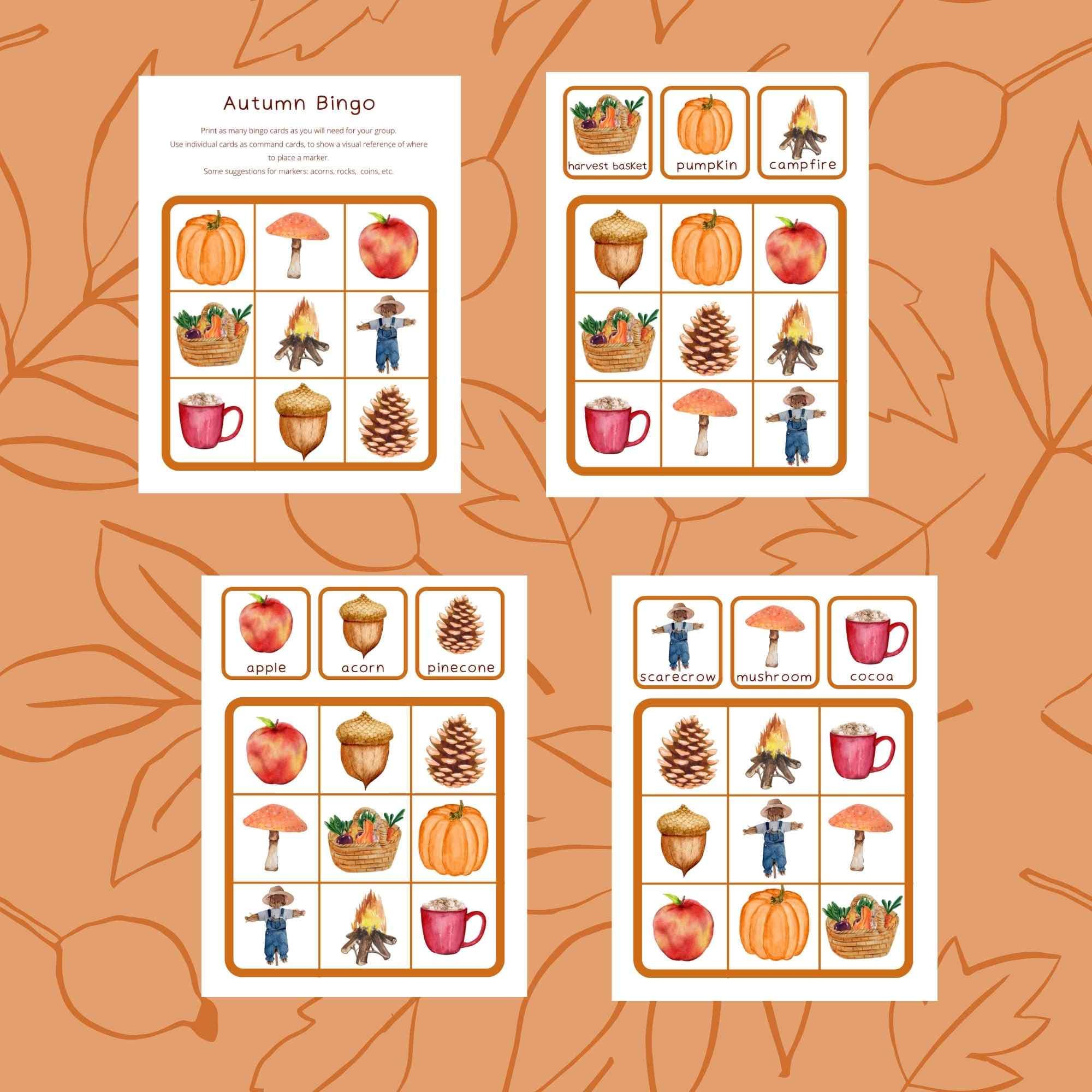 Autumn Bingo Cards | Fall Bingo Cards | Language Games | Vocabulary ...