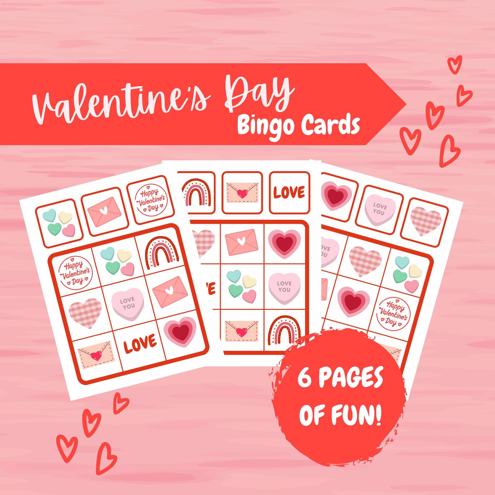 Valentines Bingo Educational Game Classroom Game Family Game Night ...