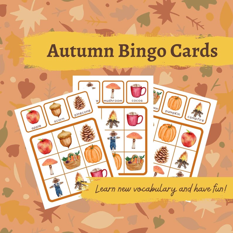 Autumn Bingo Cards | Fall Bingo Cards | Language Games | Vocabulary ...