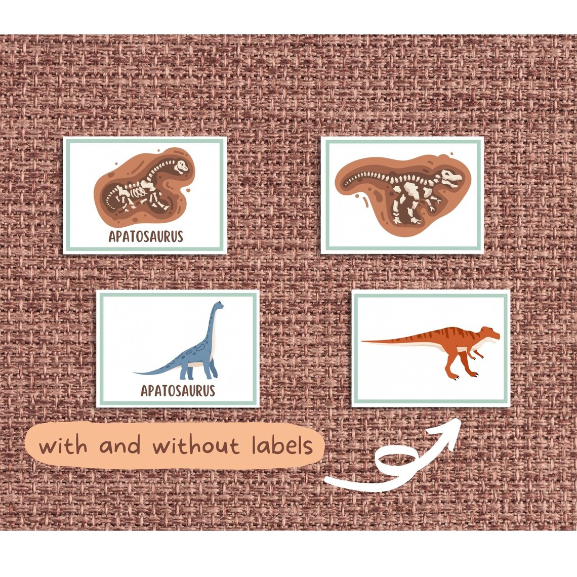 Dinosaur Fossil Cards | Dinosaur Matching | Memory Game | Language ...