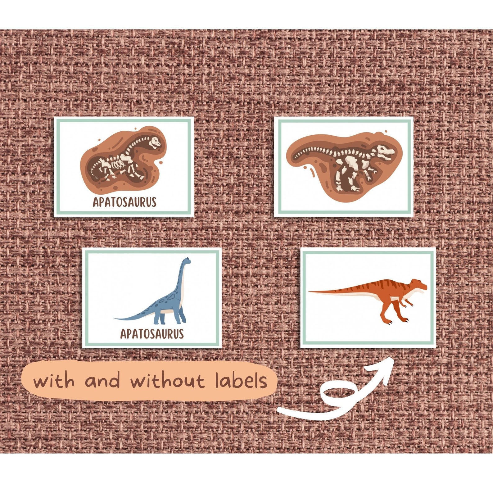 Dinosaur Fossil Cards | Dinosaur Matching | Memory Game | Language ...