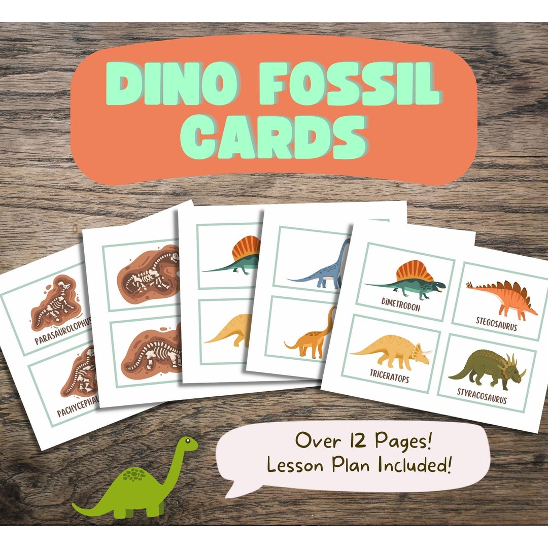 Dinosaur Fossil Cards | Dinosaur Matching | Memory Game | Language ...