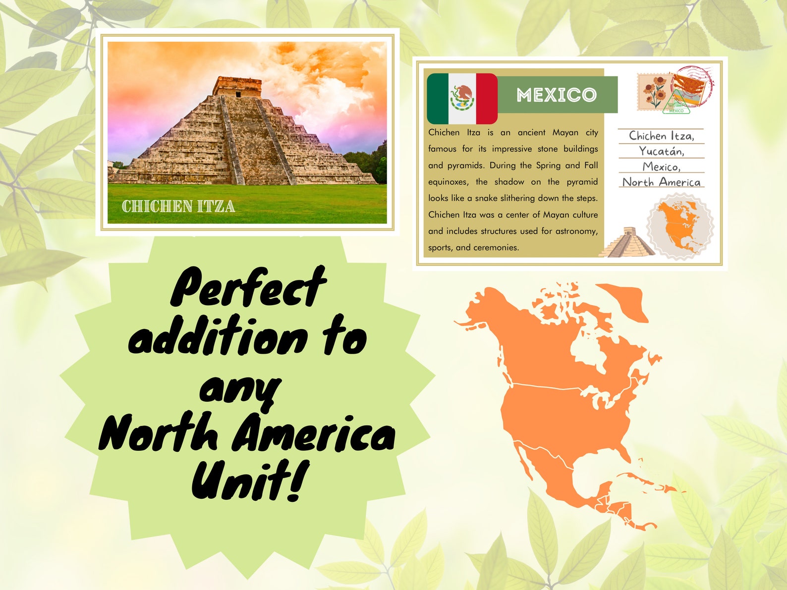 North America Landmark Postcards | Montessori Culture | Geography Cards ...