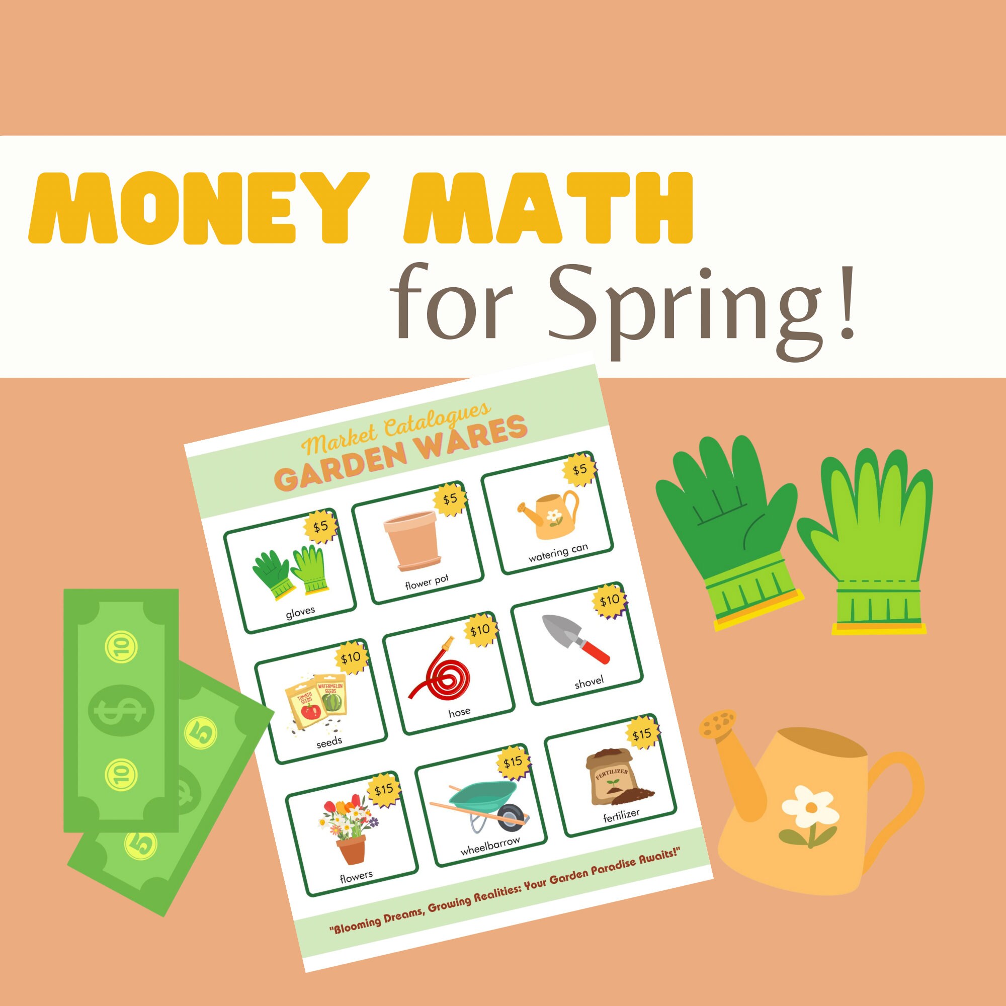 Money Math for Spring Math Game for Kids Money Game Shopping Practice ...