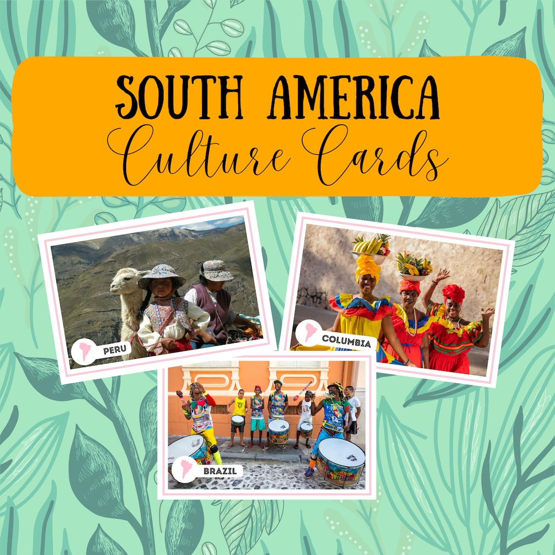 South America Culture Cards Geography Cards Montessori Educational ...