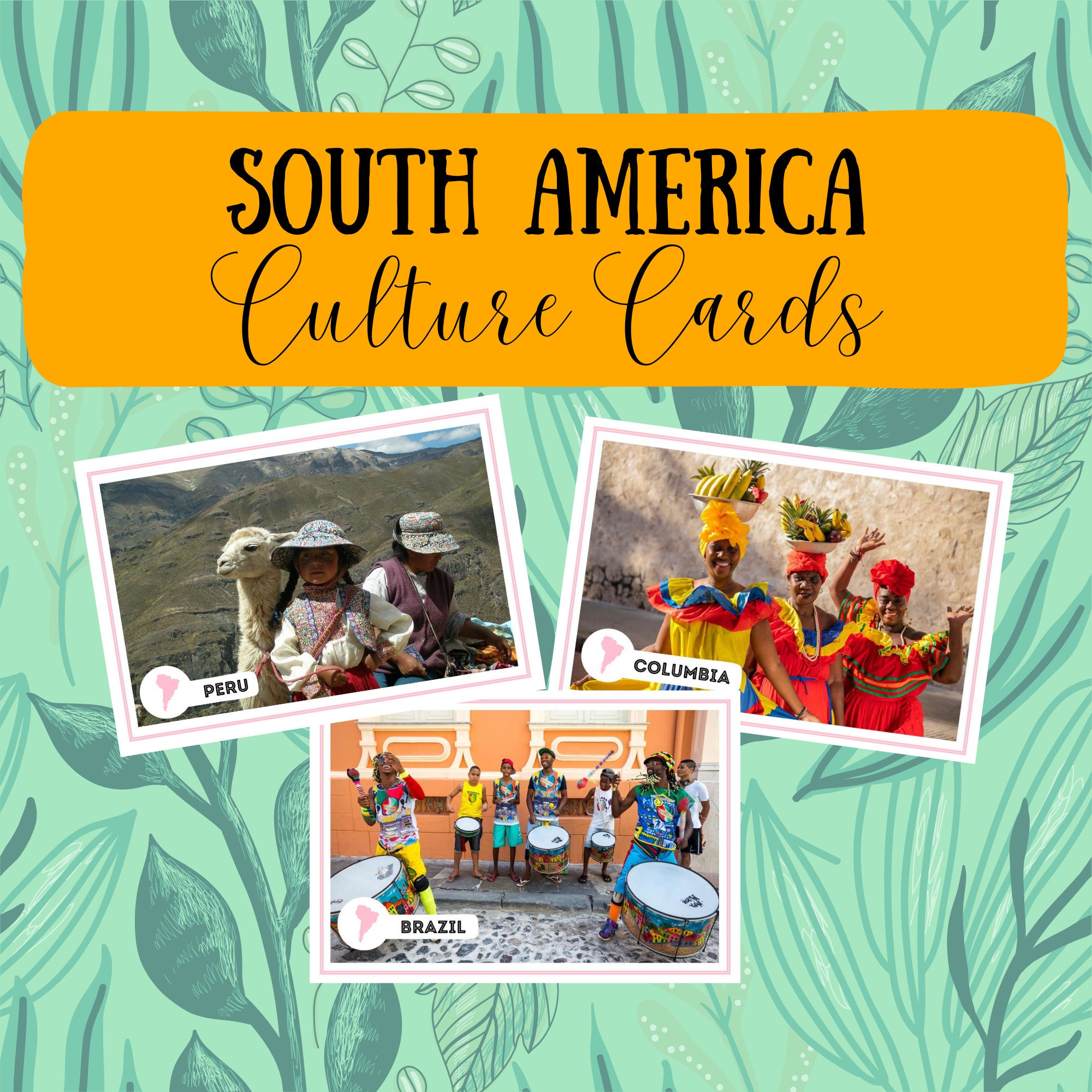 South America Culture Cards Geography Cards Montessori Educational ...