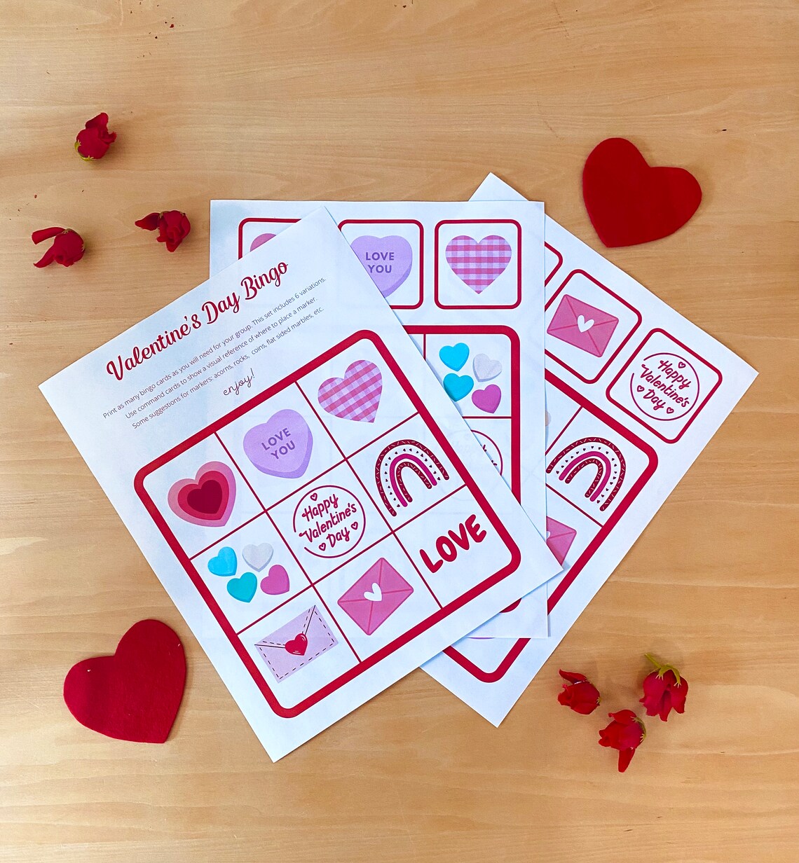 Valentines Bingo Educational Game Classroom Game Family Game Night ...