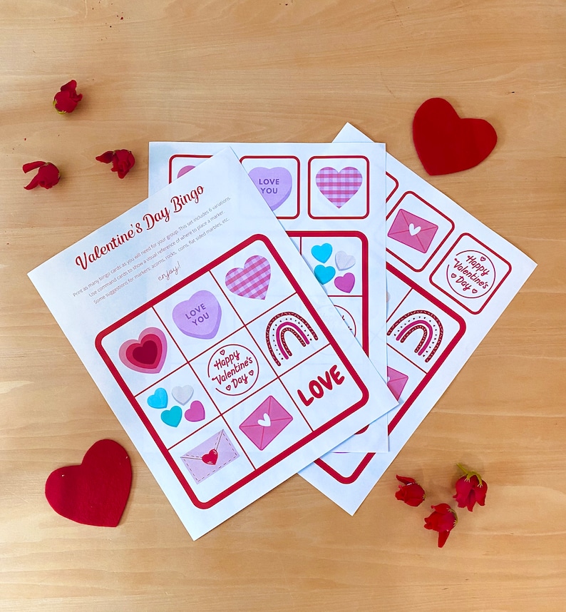 Valentines Bingo Educational Game Classroom Game Family Game Night ...