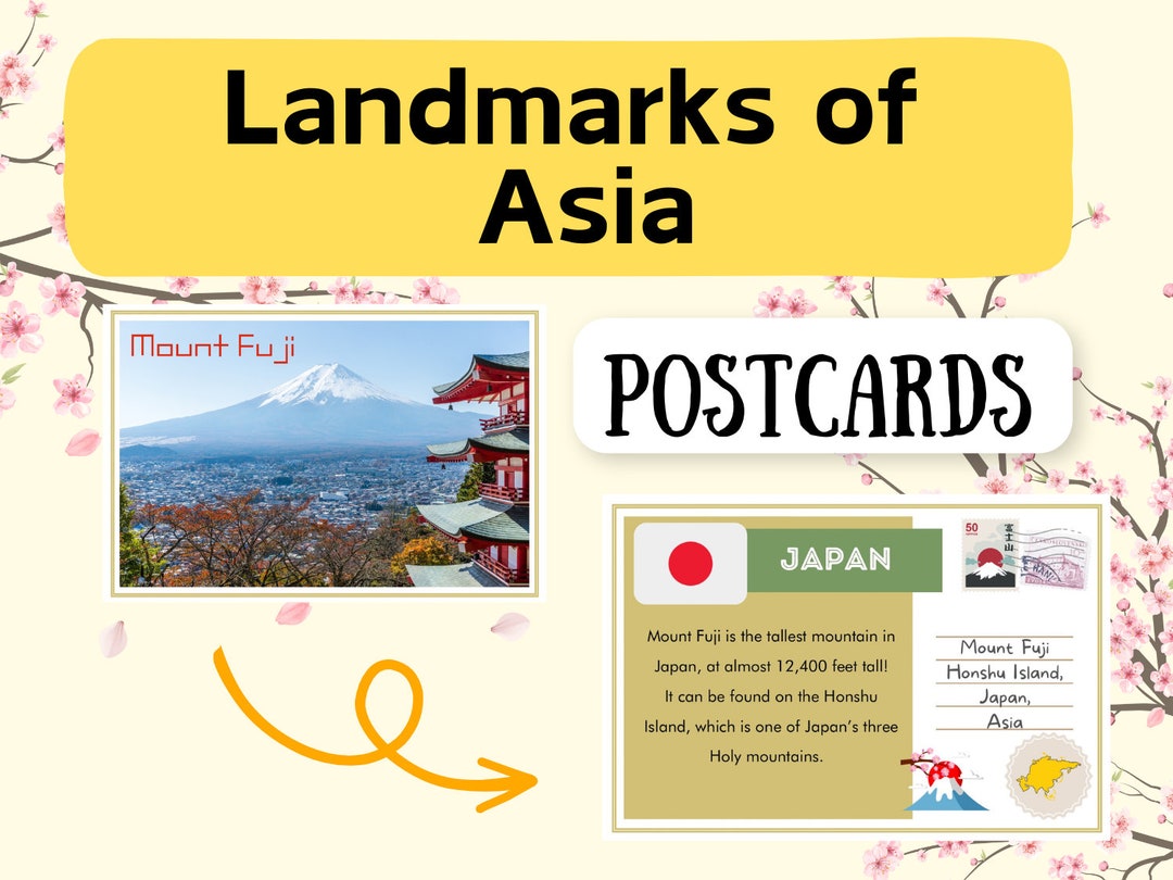 Landmarks of Asia Postcards | Montessori Geography | Social Studies - Etsy