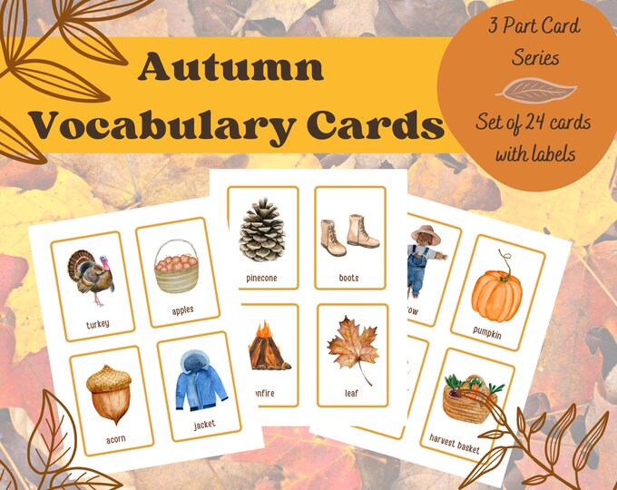 3-part Montessori Vocabulary Cards - Autumn Words - Etsy Canada