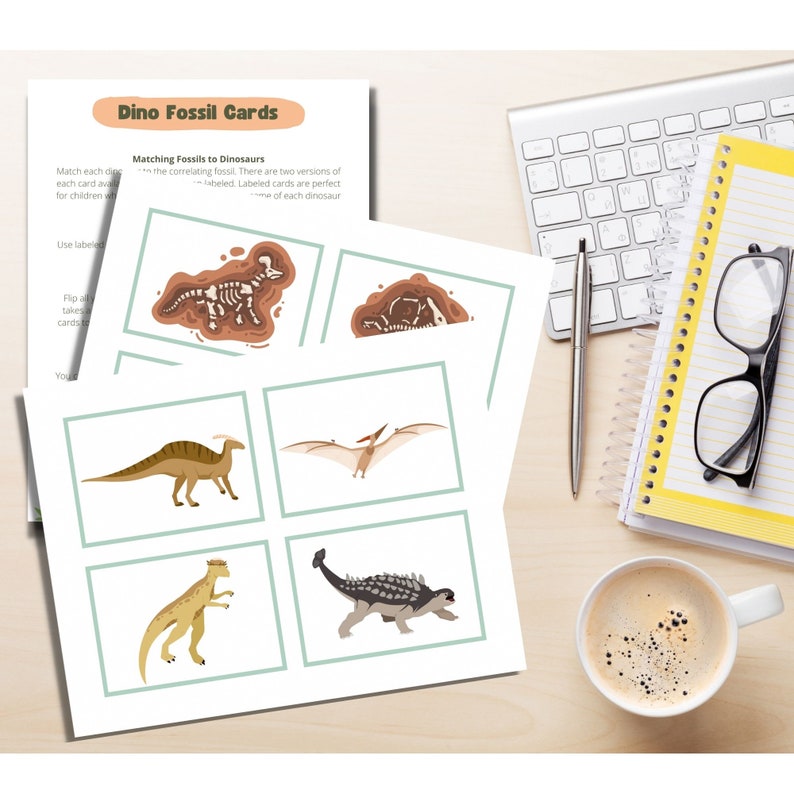 Dinosaur Fossil Cards | Dinosaur Matching | Memory Game | Language ...