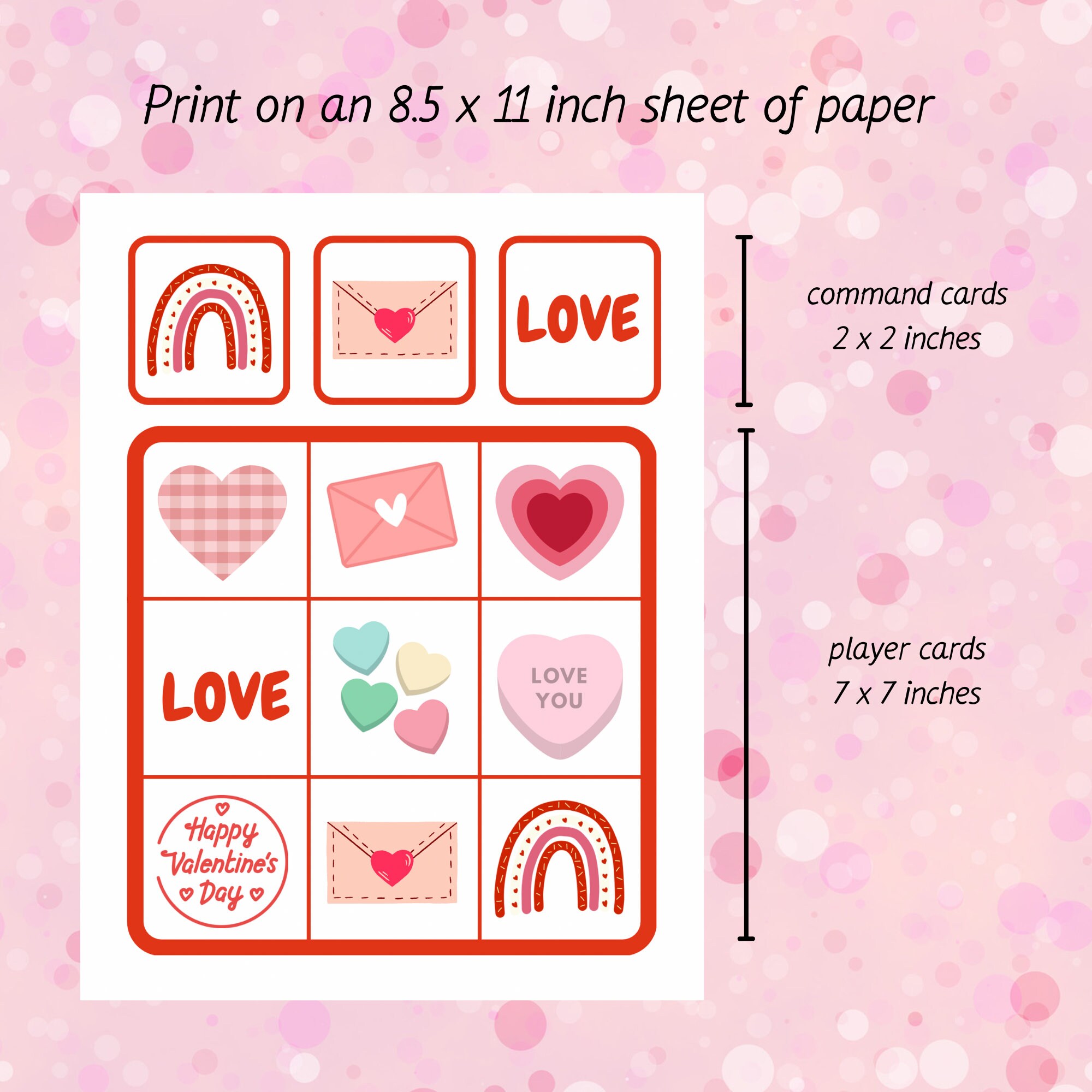 Valentines Bingo Educational Game Classroom Game Family Game Night ...